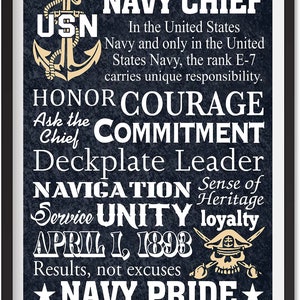 This Navy Chief Seal Wall Art Print With Naval Ship Poster Design is ...