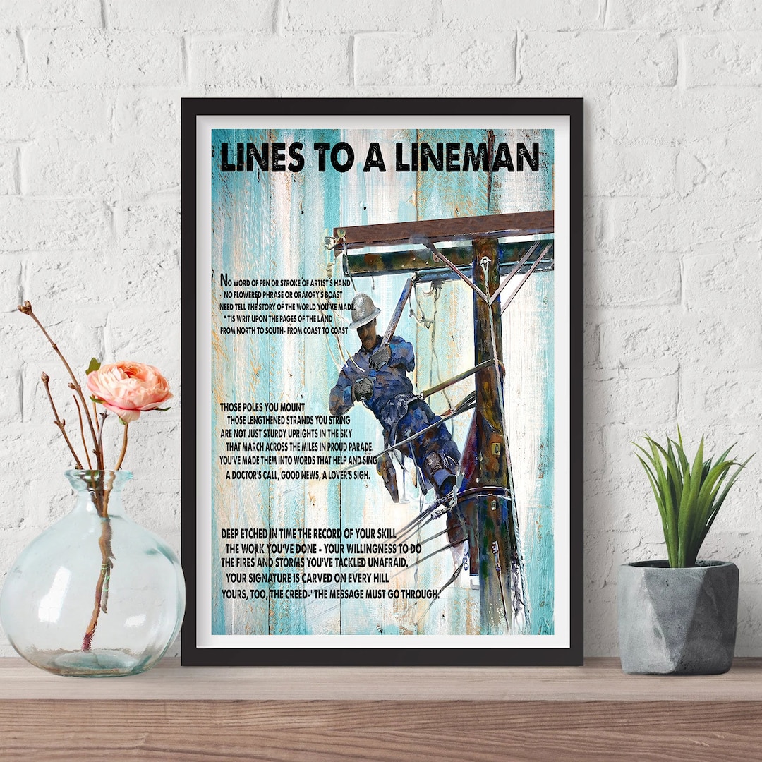 Lines to A Lineman Poster, California Watercolor Fine Art Print ...