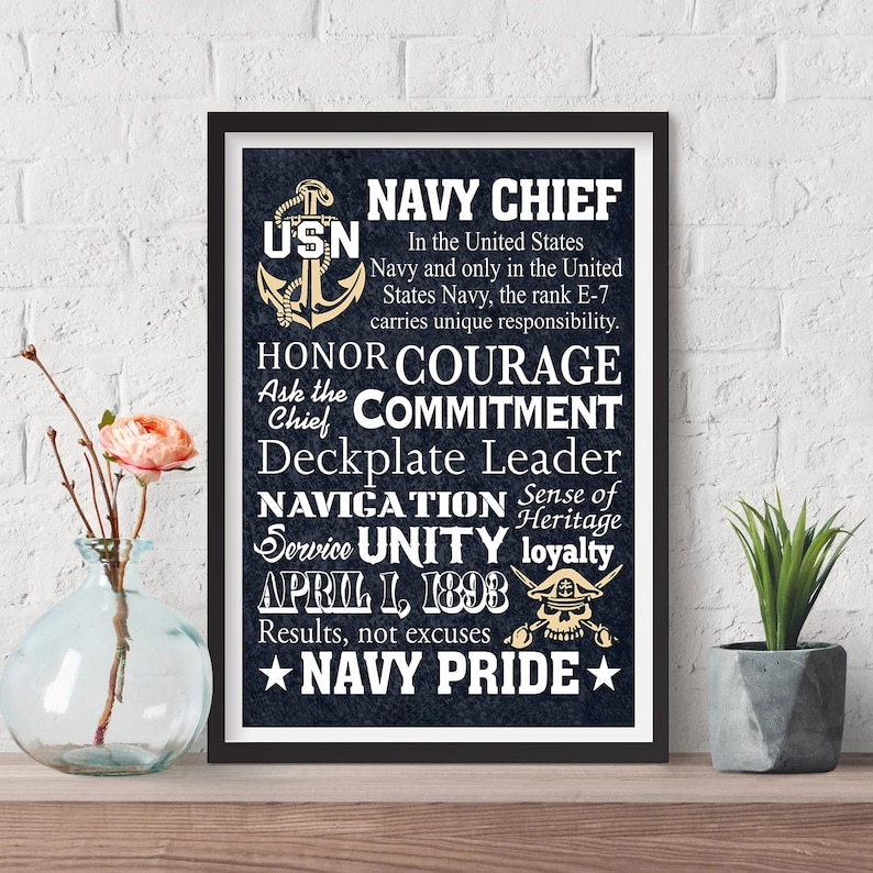 This Navy Chief Seal Wall Art Print With Naval Ship Poster Design is ...