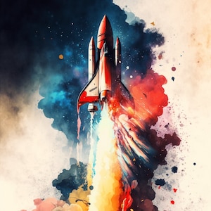 Digital Rocket Art Instant Download - Space Home Decor Wall Art Print ...