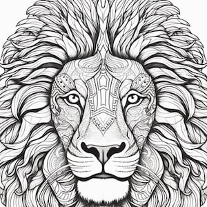 Lion Coloring Pages Digital Art Instant Download - Enhance Creativity ...