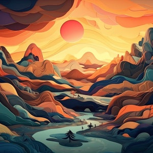 Boho Style Landscape Instant Download Digital Wall Art - Bohemian ...