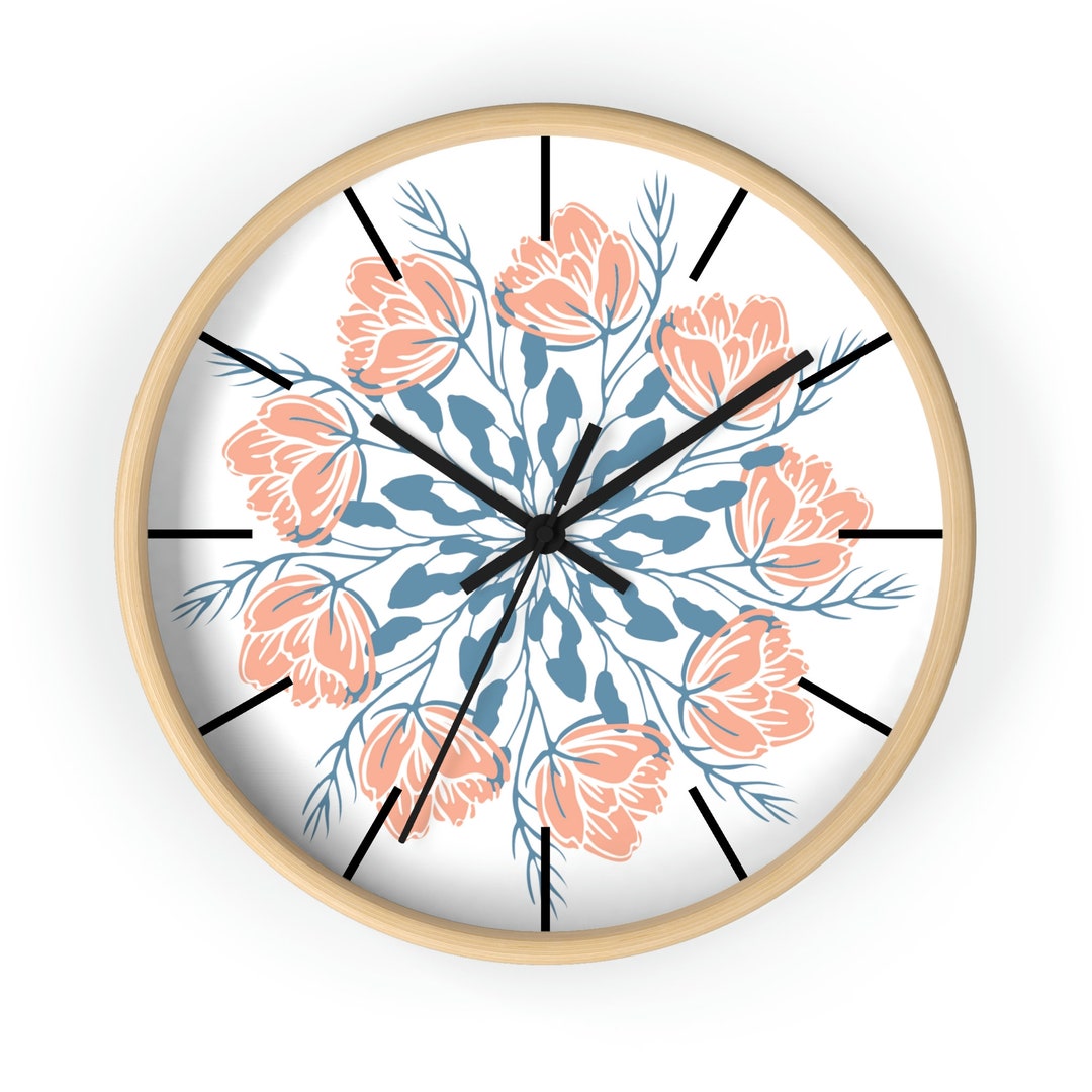 Minimalist Floral Wall Clock, Simple and Elegant - Etsy