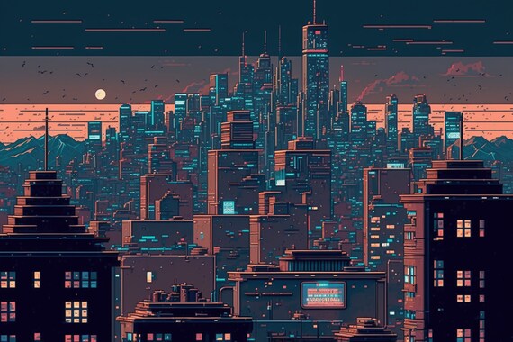 Pixel Cityscape Wallpaper