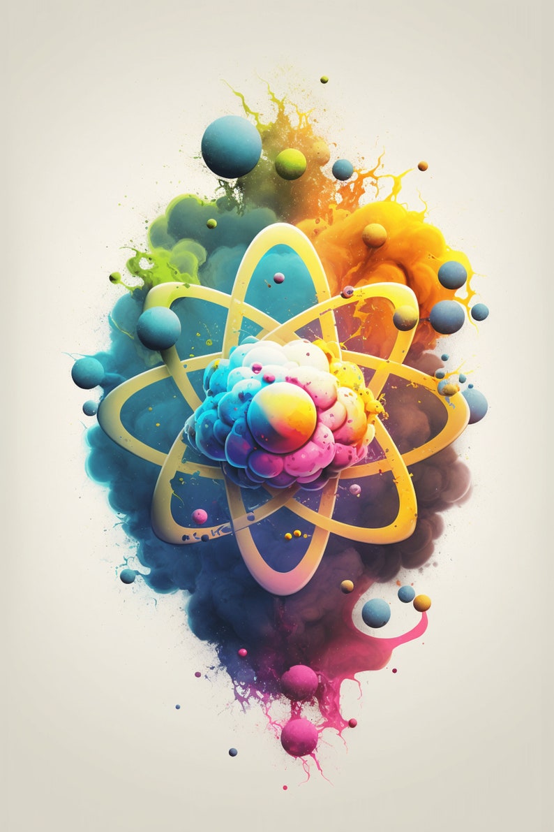 Watercolor Atom Digital Art - Instant Download - Etsy