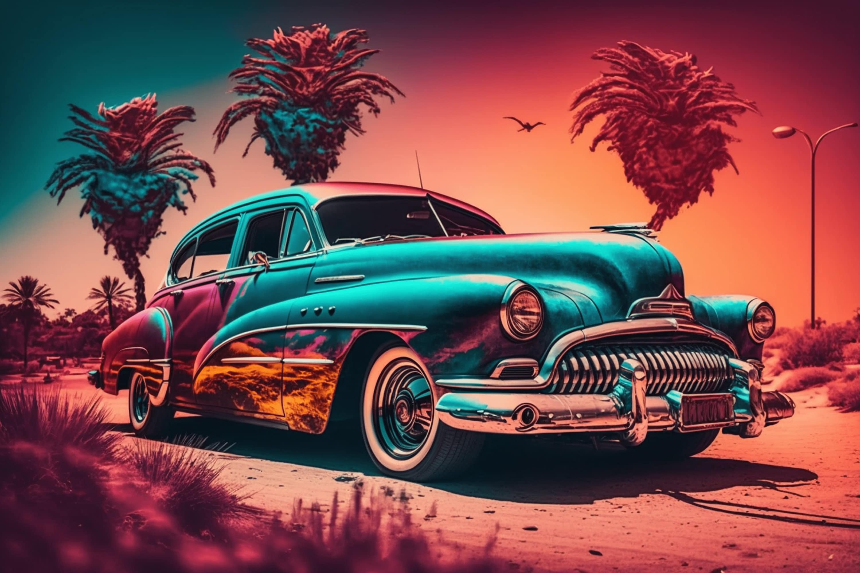 Retro Classic Cars Digital Art Instant Download - Vintage Automotive ...