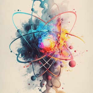 Watercolor Atom Digital Art - Instant Download - Etsy
