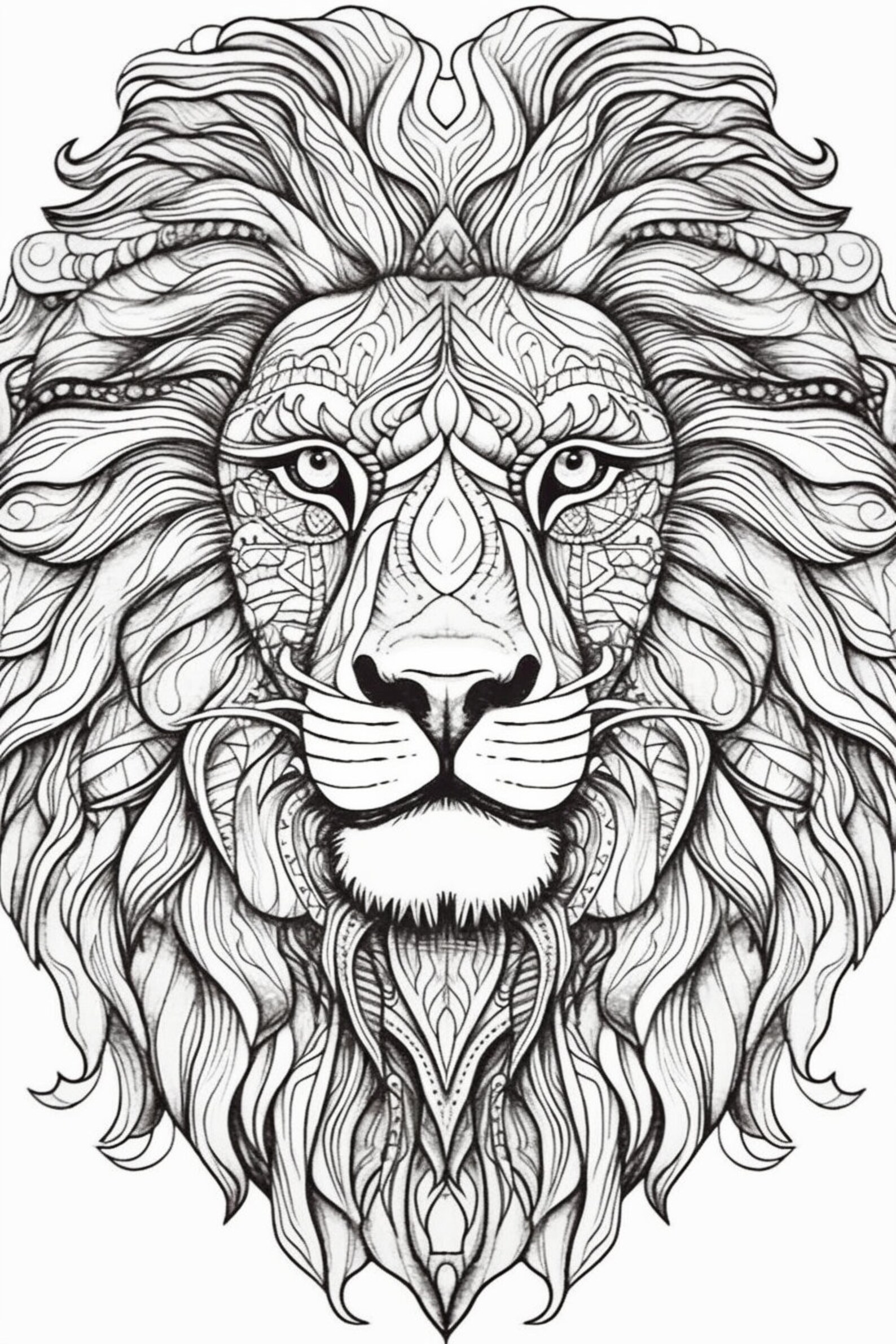 Lion Coloring Pages Digital Art Instant Download - Enhance Creativity ...