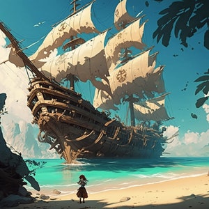 Anime Pirate Ship Printable Wall Art - Instant Download for Fans of ...