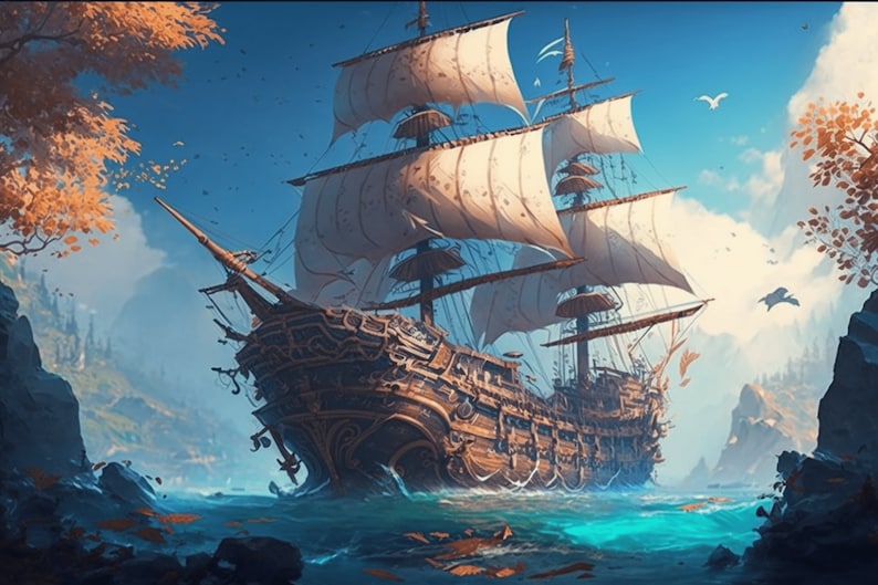 Anime Pirate Ship Printable Wall Art - Instant Download for Fans of ...