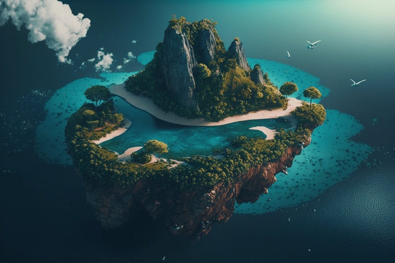 Floating Islands Digital Art - Instant Download - Etsy