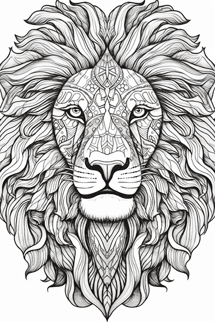Lion Coloring Pages Digital Art Instant Download - Enhance Creativity ...