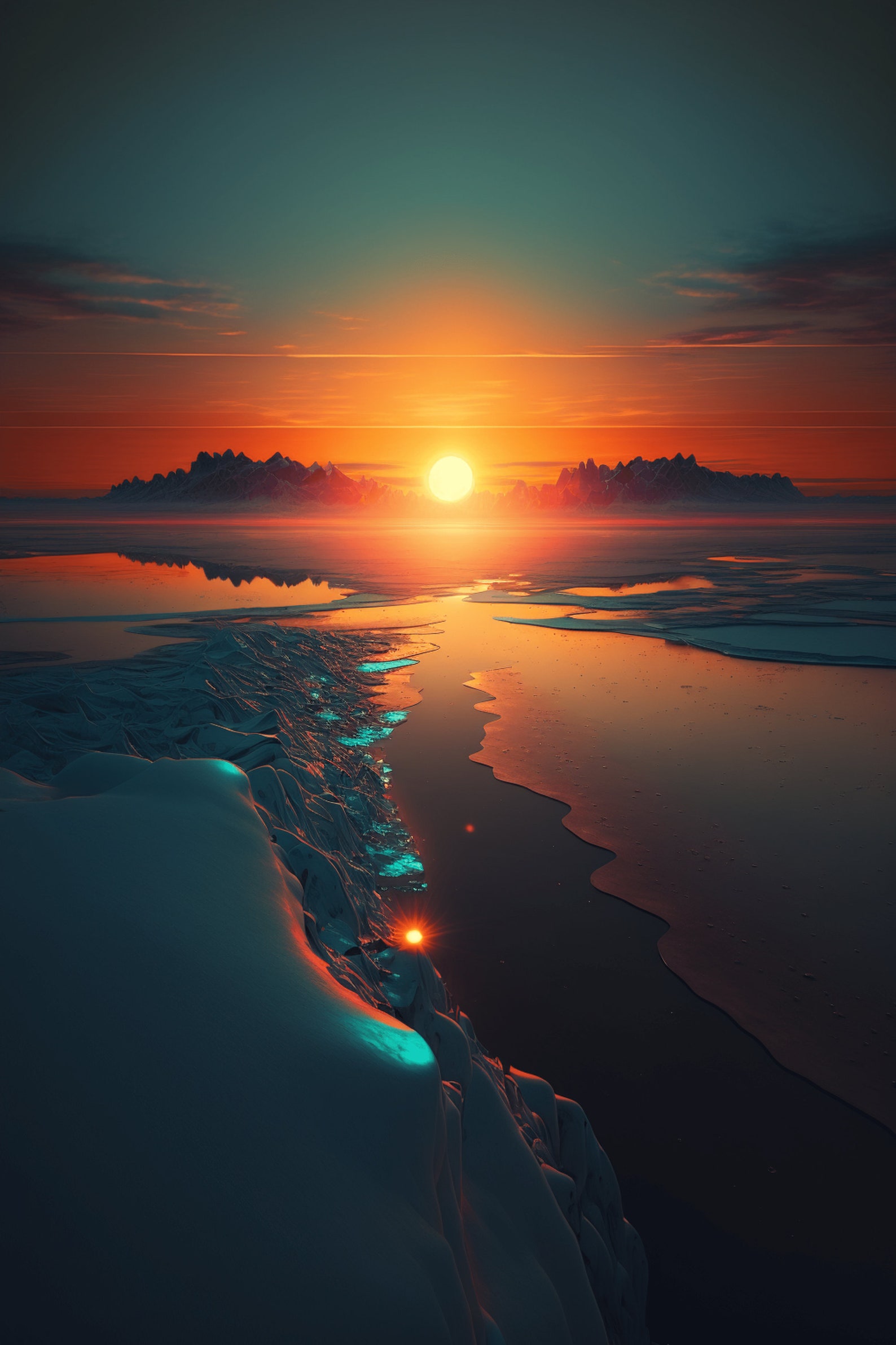 Sunrise Over Distant Mountains Digital Art Instant Download - Etsy