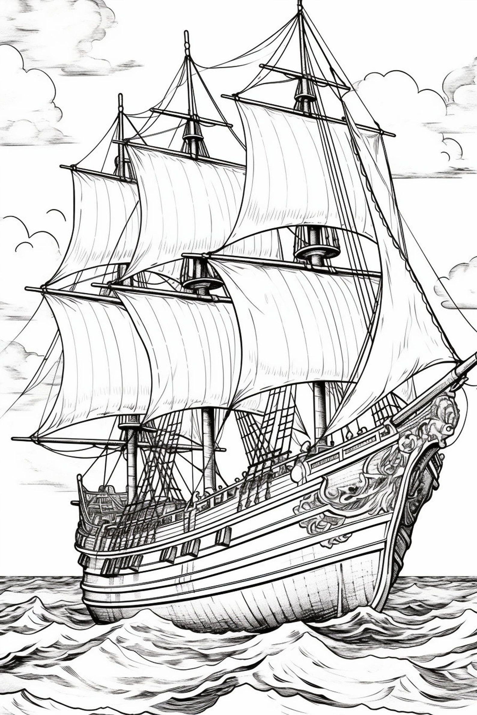 Boat Coloring Pages: Nautical Adventure, Instant Download (digital Art ...