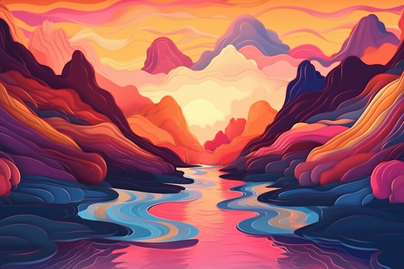 Boho Style Landscape Instant Download Digital Wall Art - Bohemian ...