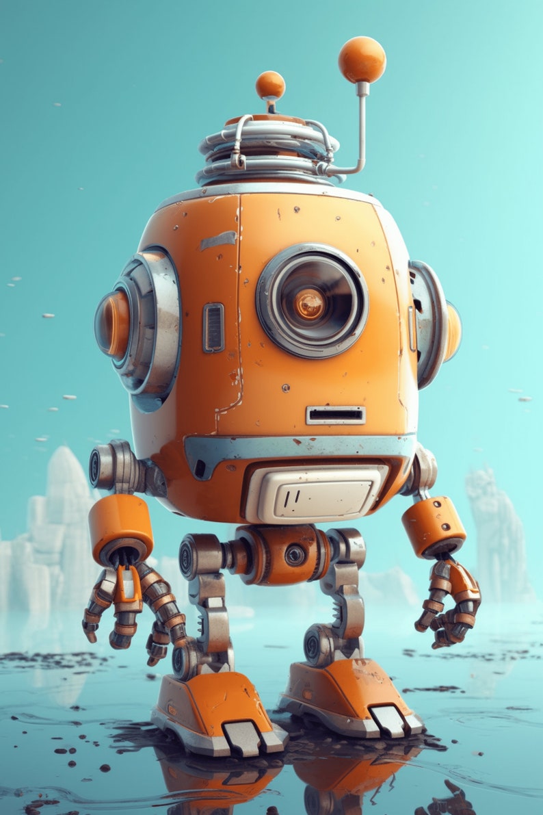 Cartoon Robot Art Print: Whimsical Robot Illustration (digital Download ...