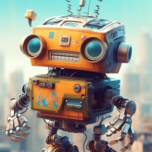Cartoon Robot Art Print: Playful Sci-fi Vibes (digital Download) - Etsy