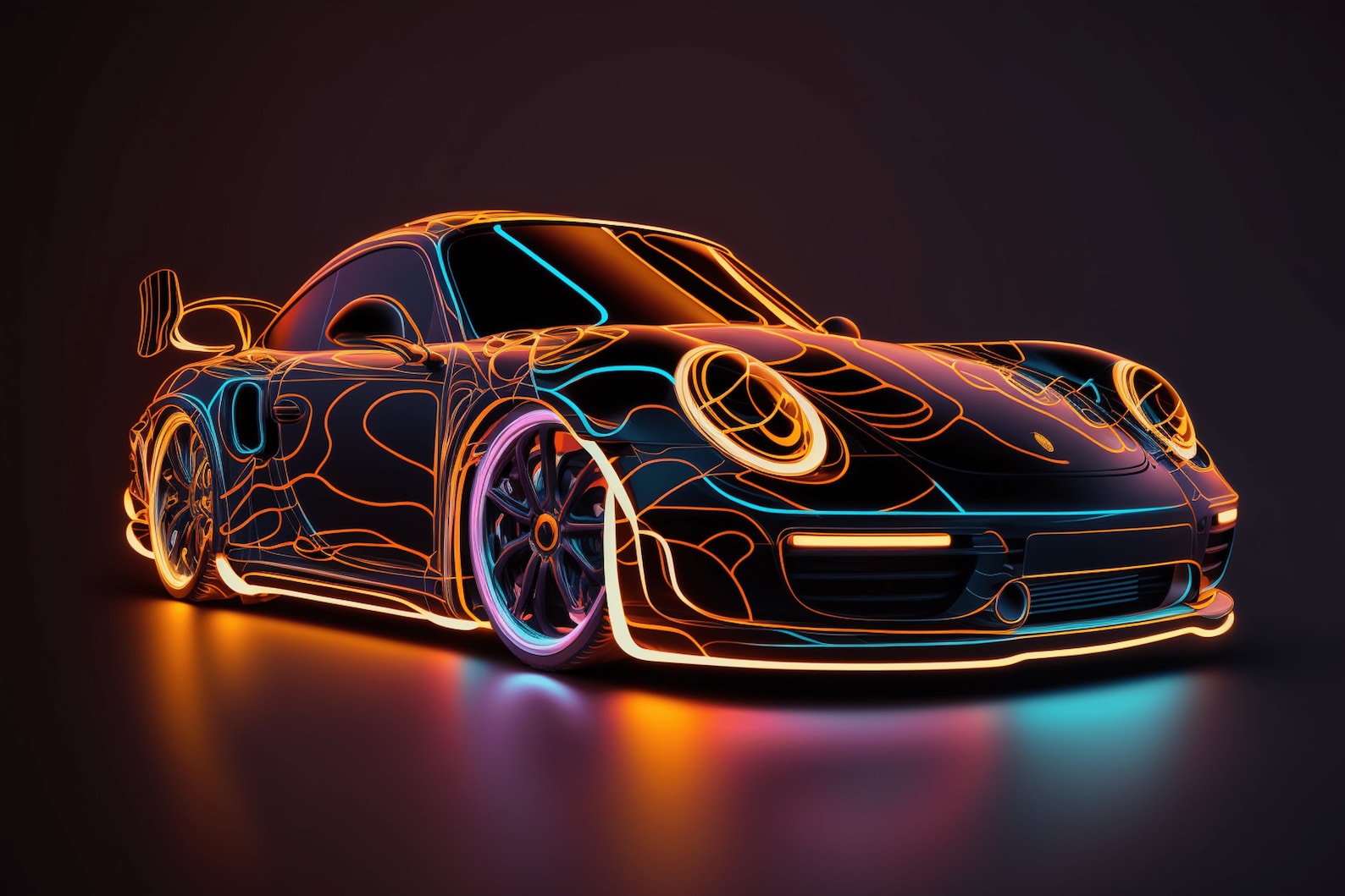Neon Abstract Porsche Sports Car Art Fan Gift - Instant Download - Etsy