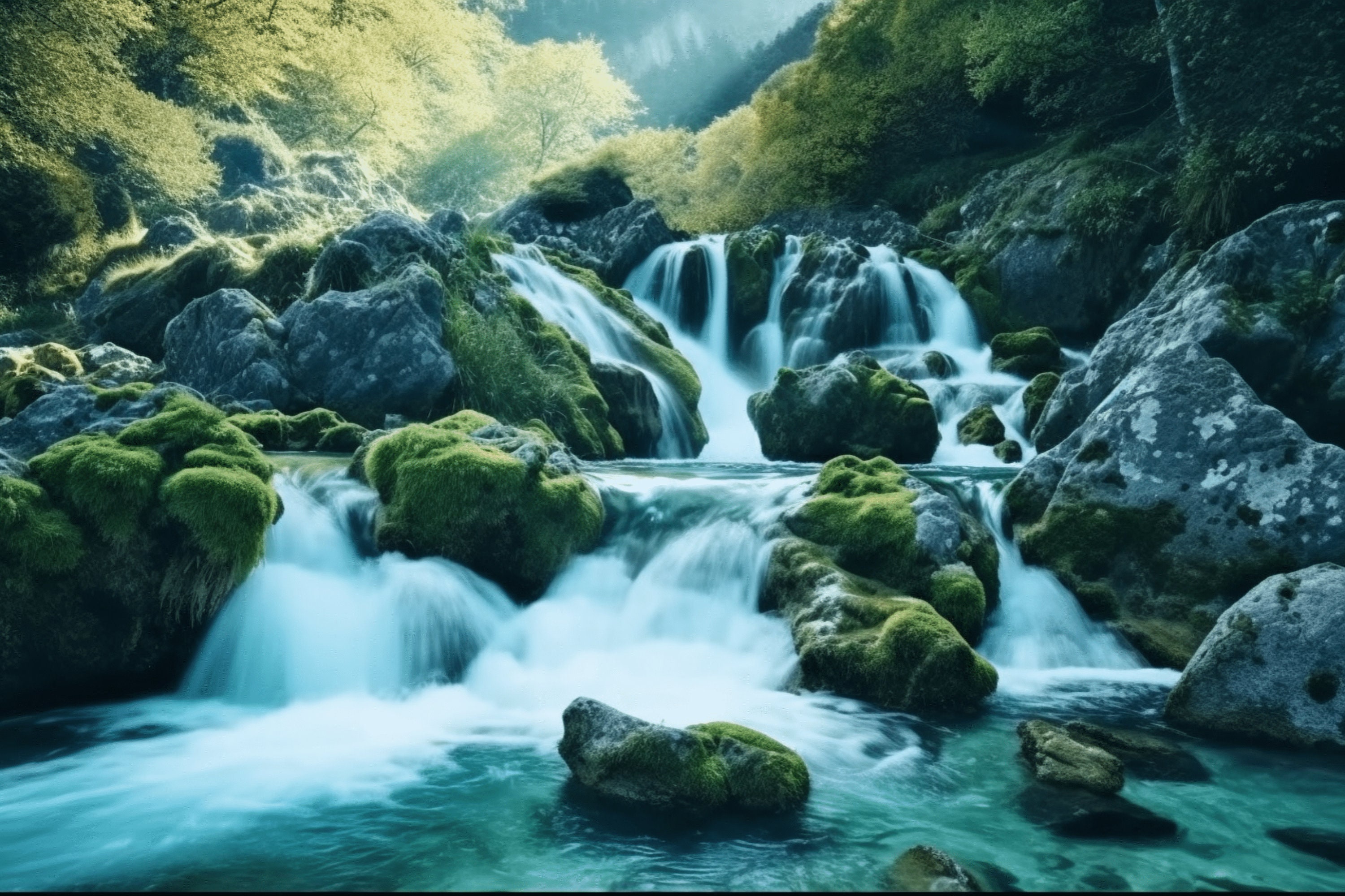 Scenic Watercolor Waterfalls Instant Download Digital Art - Refreshing ...