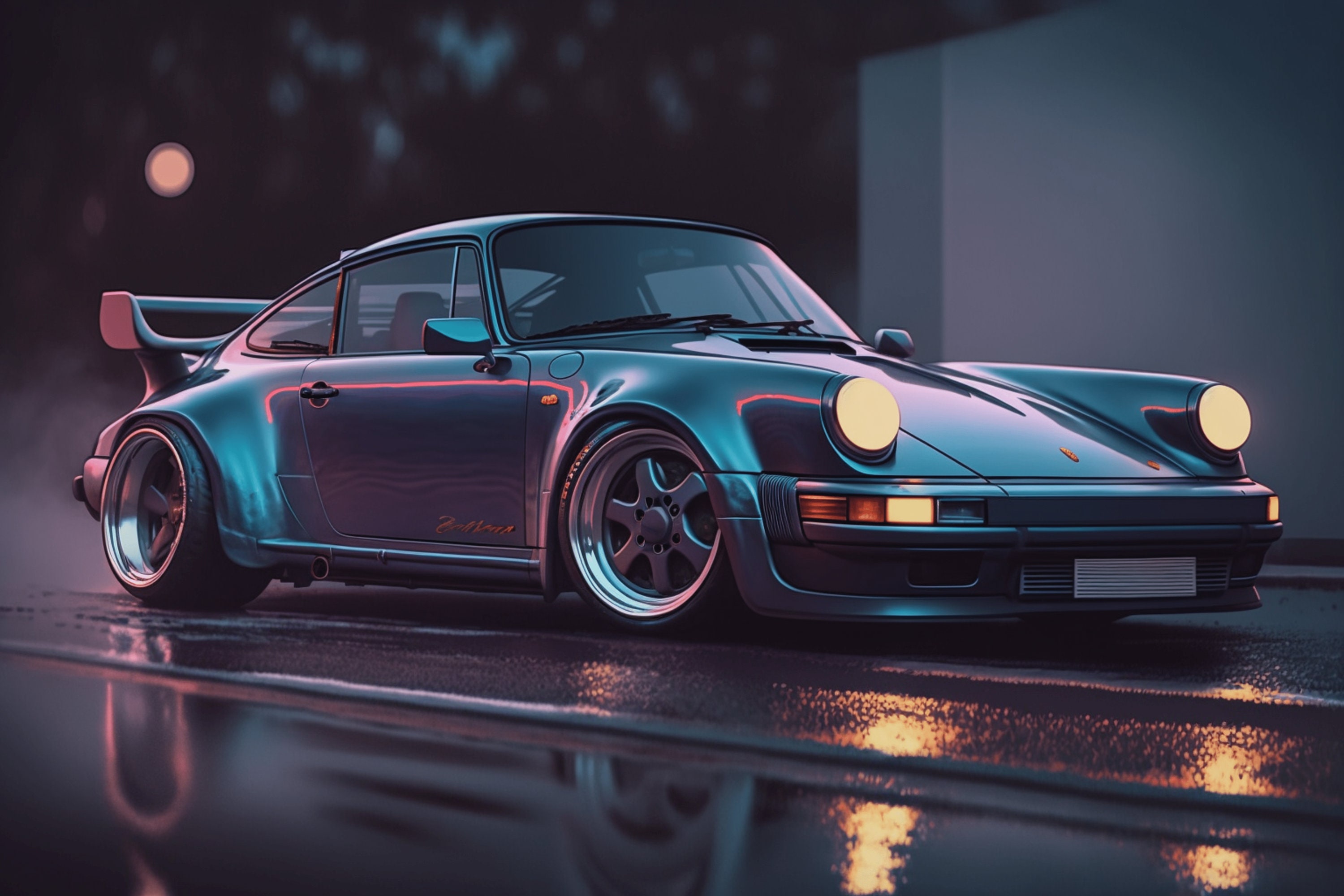 90's Porsche 911 Turbo Digital Art, Printable Wall Art, Sports Car Fan ...