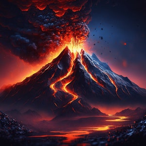 Erupting Volcano Printable Art - Digital Download - Etsy