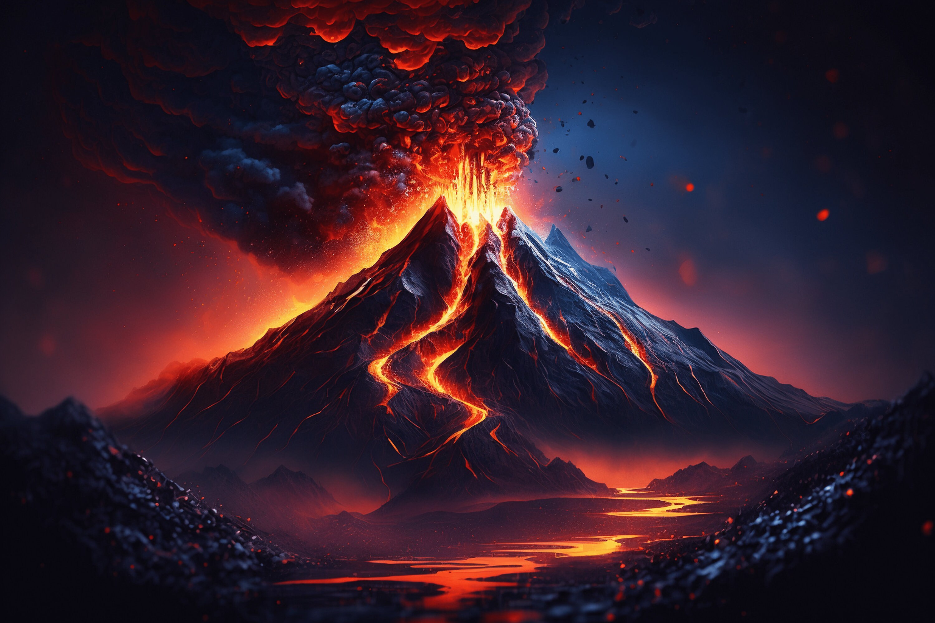 Erupting Volcano Printable Art - Digital Download - Etsy