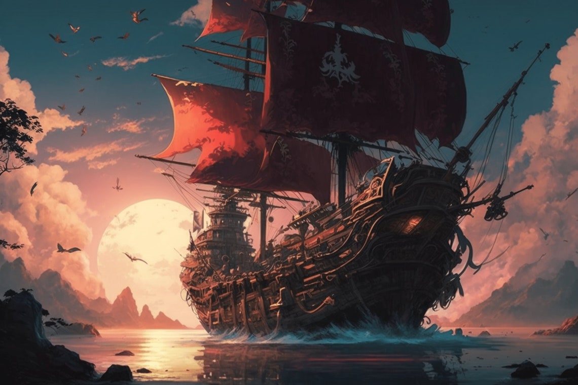 Anime Pirate Ship Printable Wall Art - Instant Download for Fans of ...