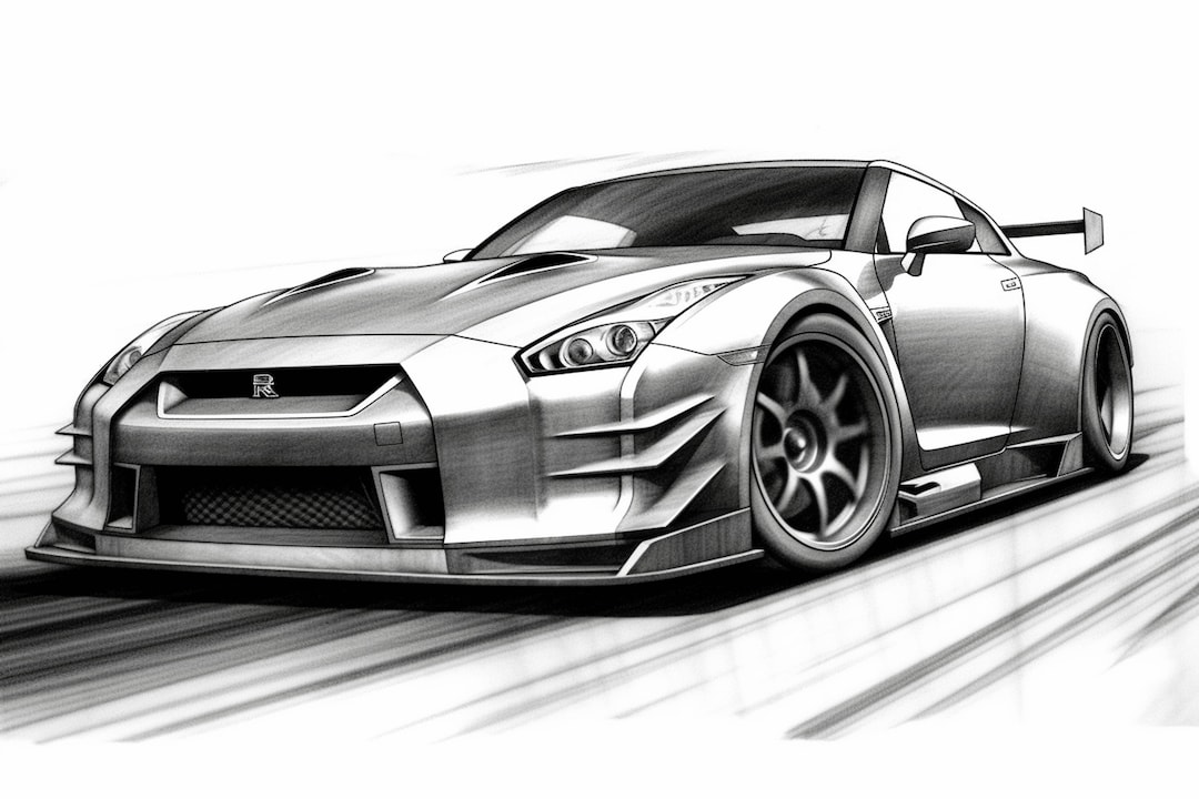Pencil Sketch Nissan GTR Print Instant Download - Classic Wall Decor ...