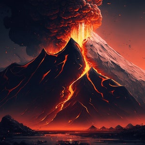 Erupting Volcano Printable Art - Digital Download - Etsy