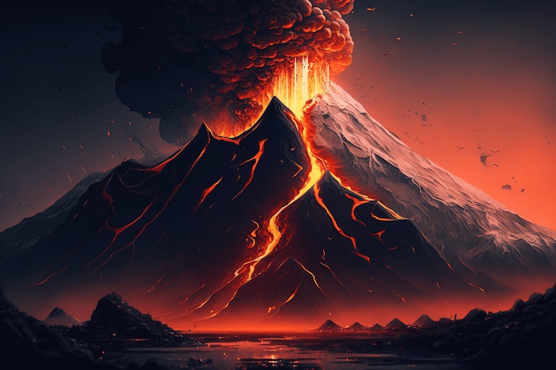 Erupting Volcano Printable Art - Digital Download - Etsy