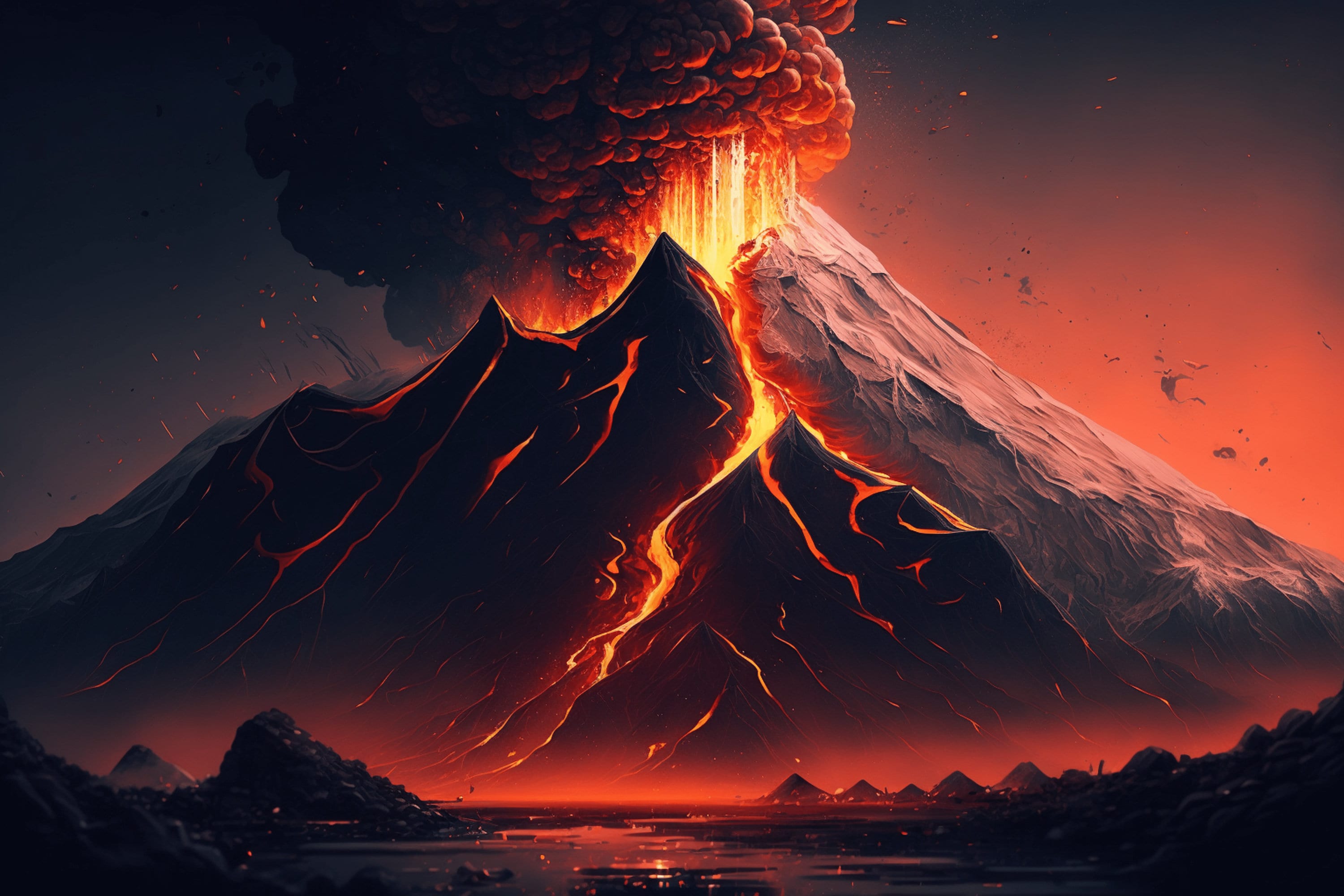 Erupting Volcano Printable Art - Digital Download - Etsy