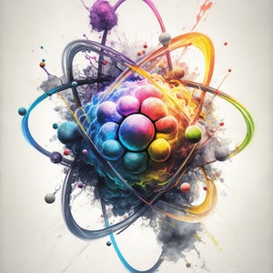 Watercolor Atom Digital Art - Instant Download - Etsy