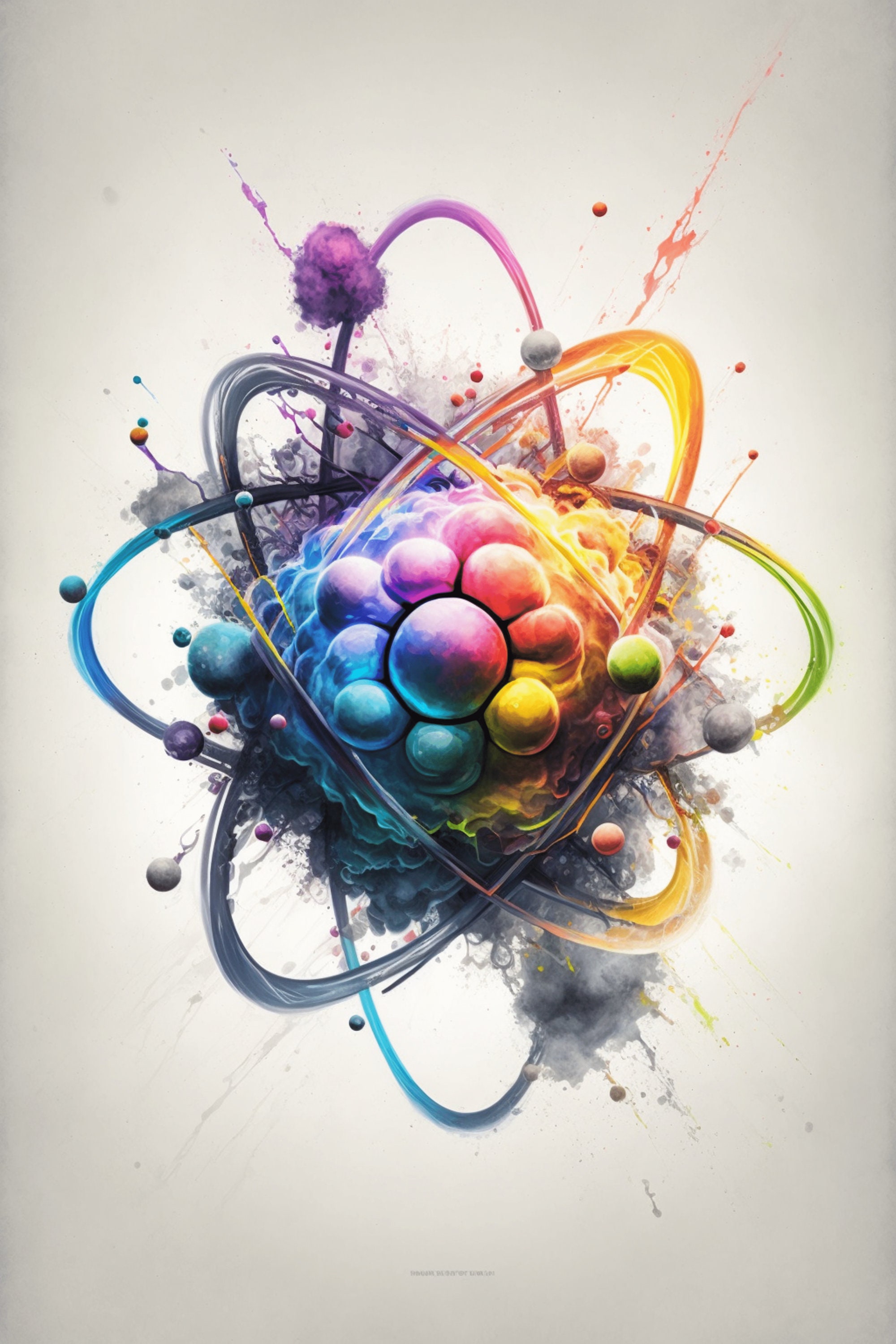 Watercolor Atom Digital Art - Instant Download - Etsy