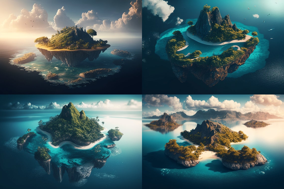 Floating Islands Digital Art - Instant Download - Etsy