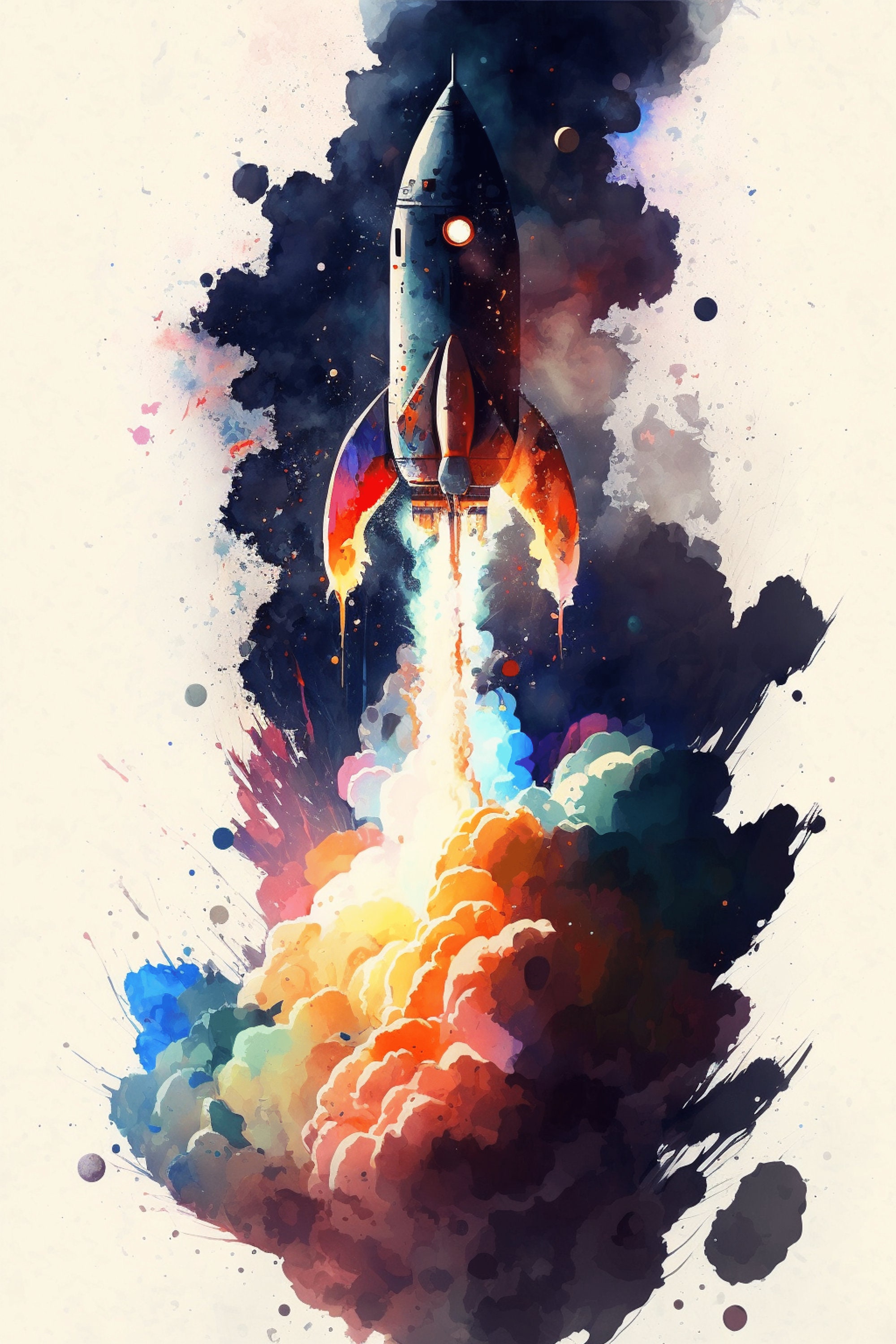 Digital Rocket Art Instant Download - Space Home Decor Wall Art Print ...