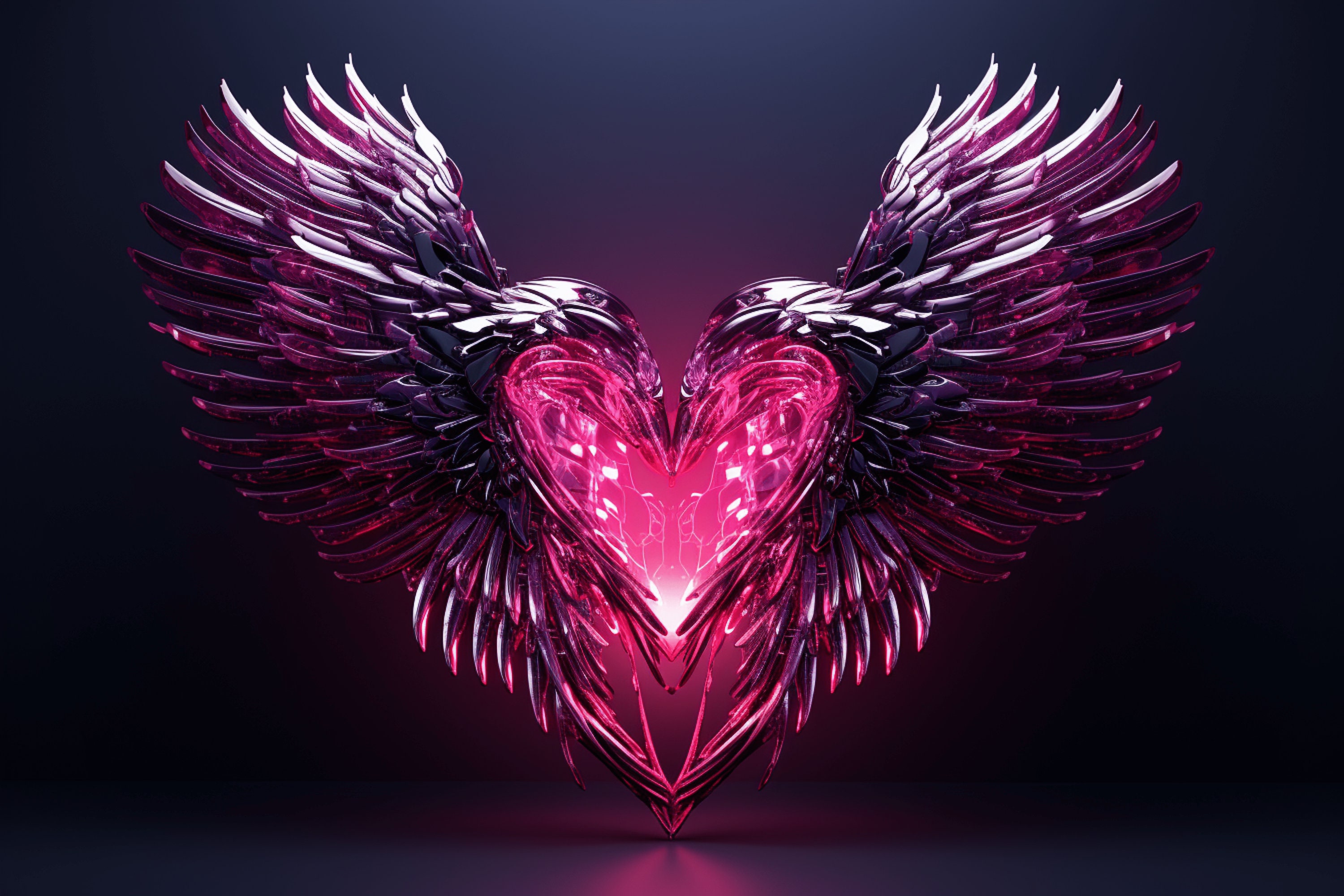 Symbol of Love and Freedom: Heart With Wings Digital Wall Art - Instant ...
