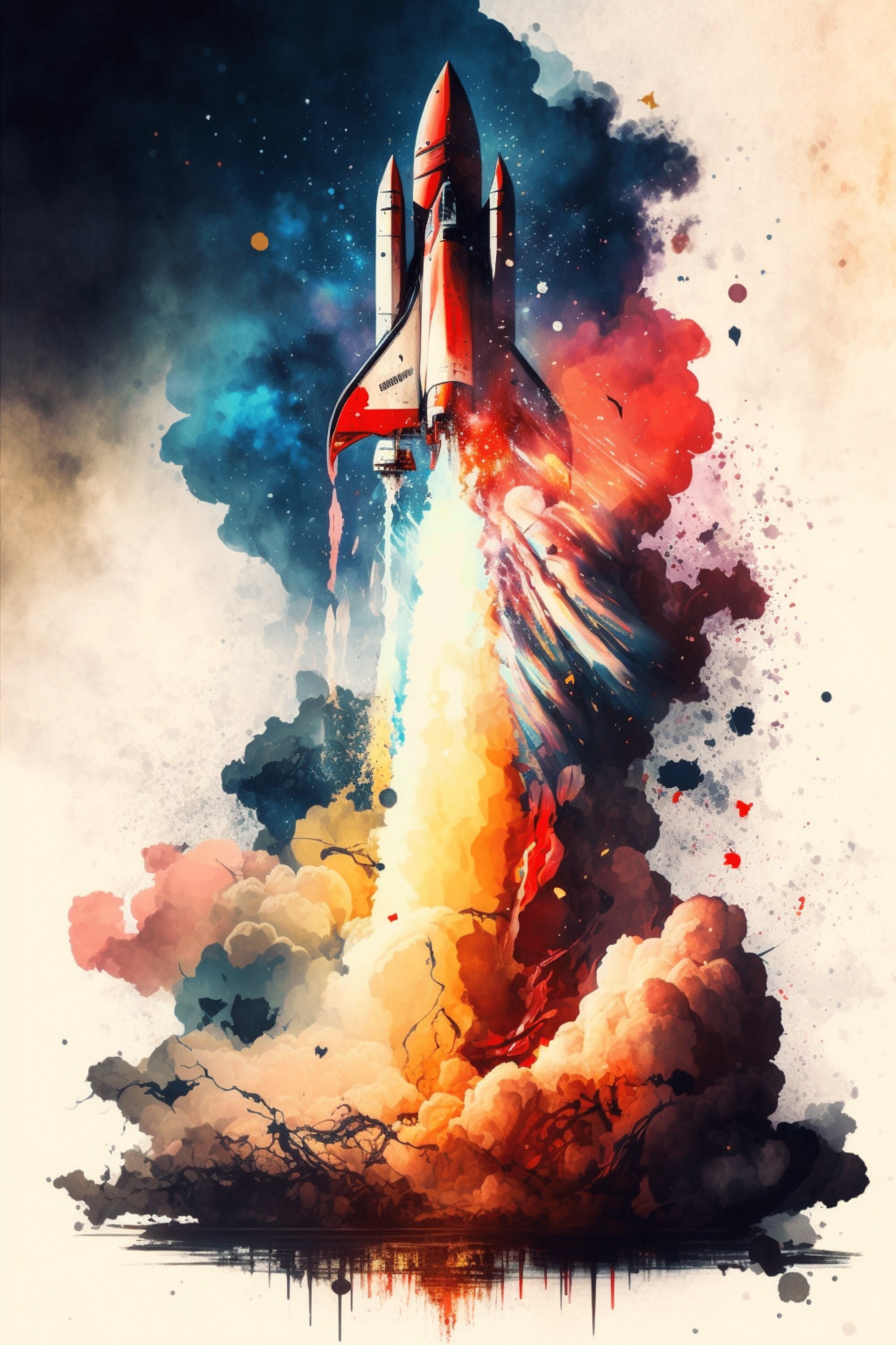 Digital Rocket Art Instant Download - Space Home Decor Wall Art Print ...