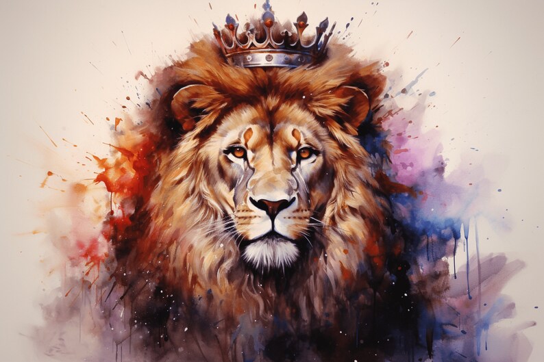 Rey de la Jungla: León con Corona - Arte mural digital de descarga ...