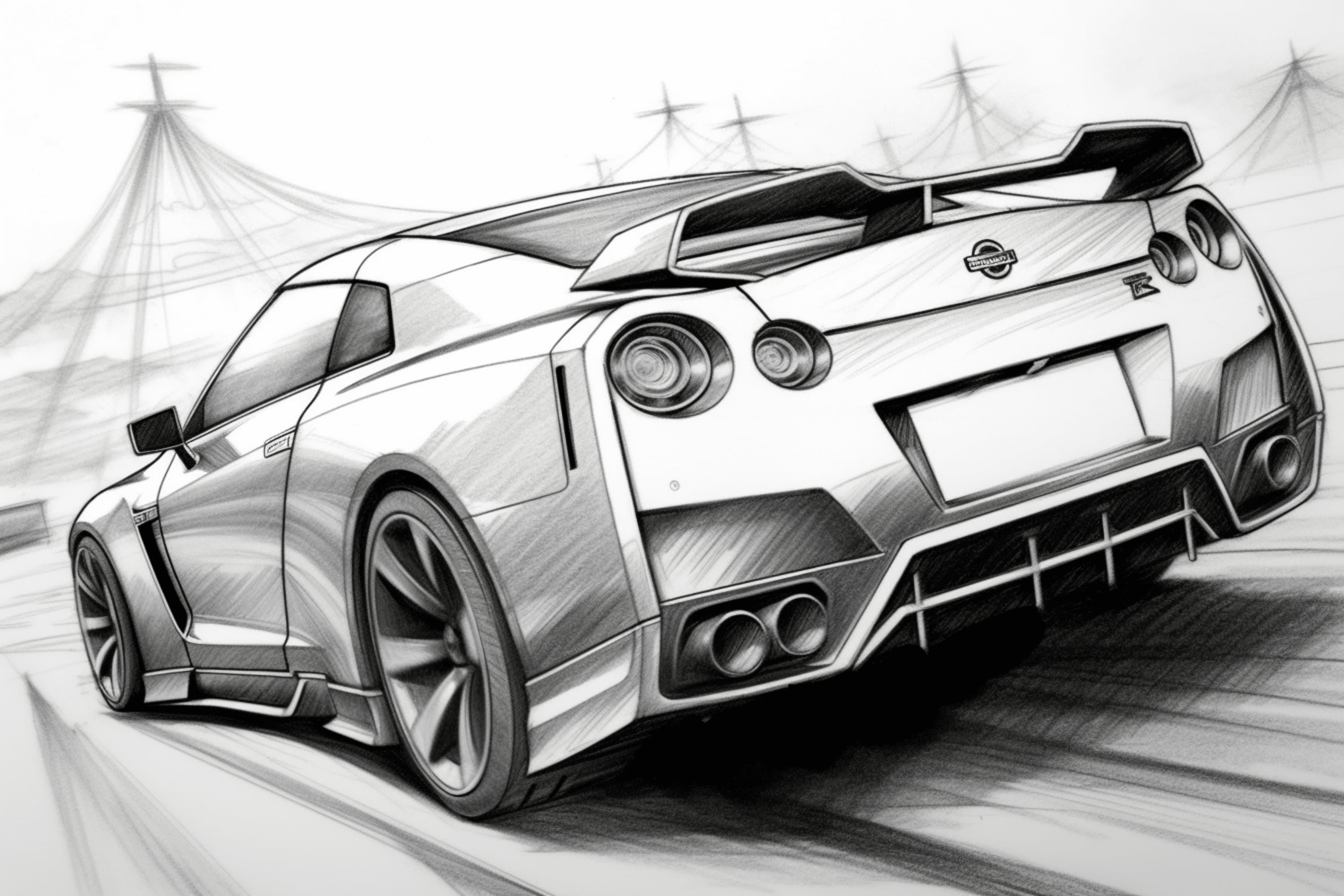 Pencil Sketch Nissan GTR Print Instant Download - Classic Wall Decor ...