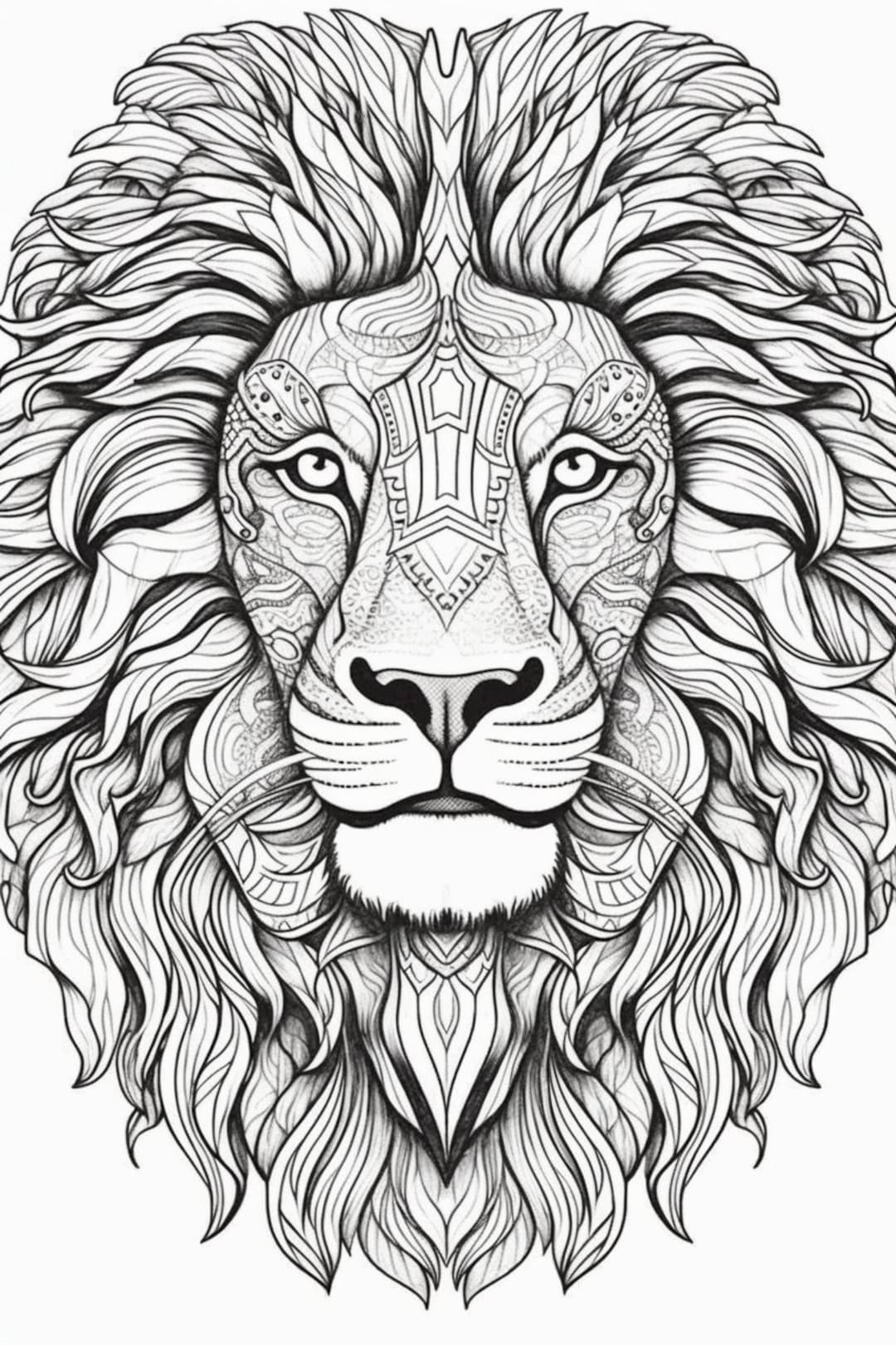 Lion Coloring Pages Digital Art Instant Download - Enhance Creativity ...