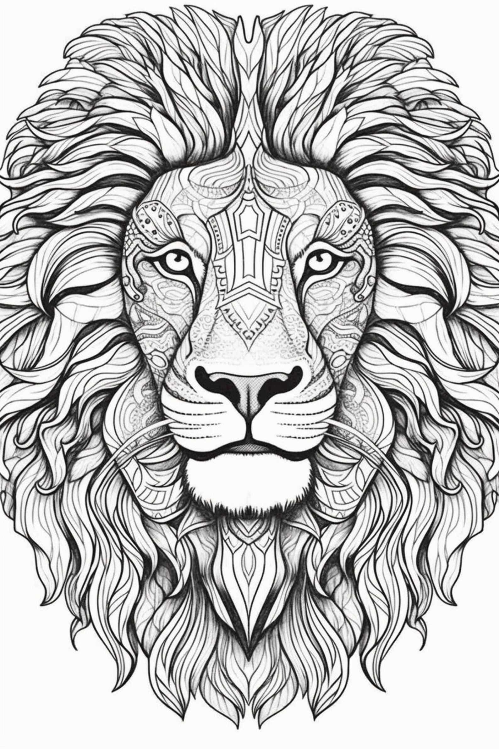 Lion Coloring Pages Digital Art Instant Download - Enhance Creativity ...