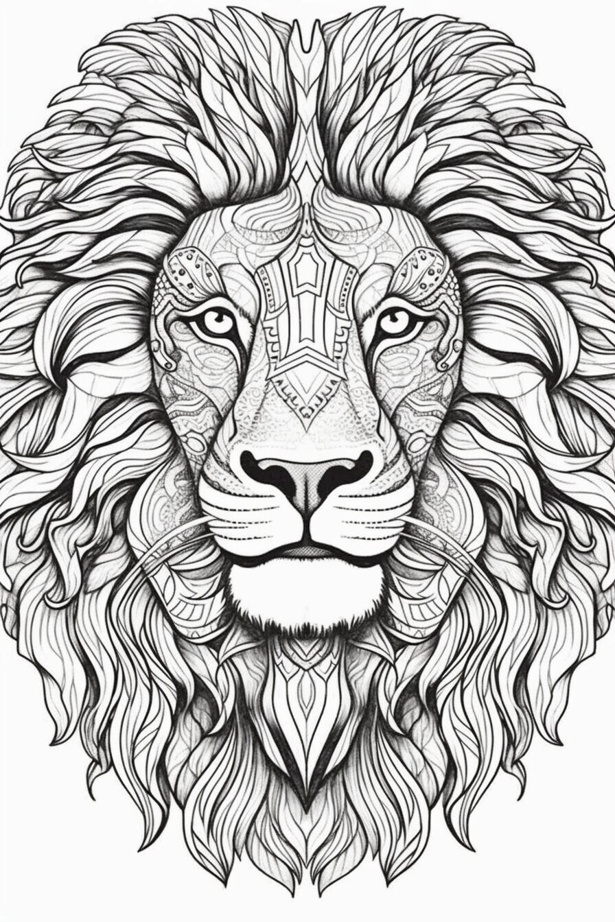 Lion Coloring Pages Digital Art Instant Download - Enhance Creativity ...