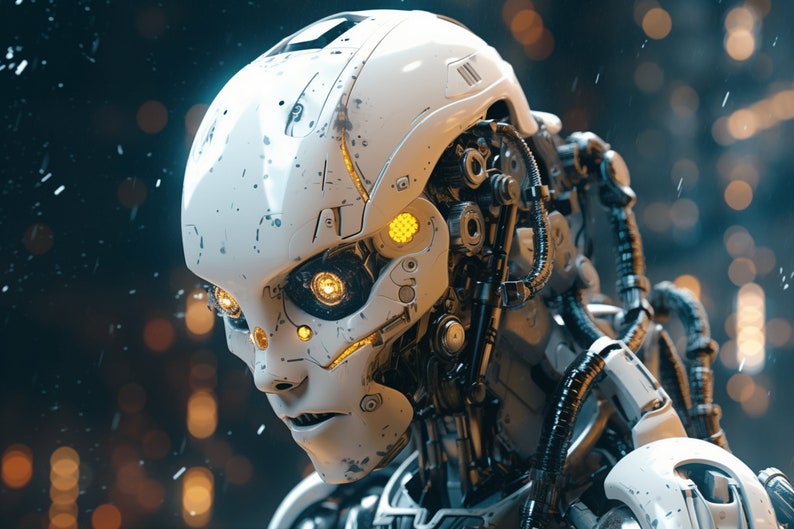 Futuristic Robot Digital Art Instant Download - Perfect for Sci-fi Fans ...