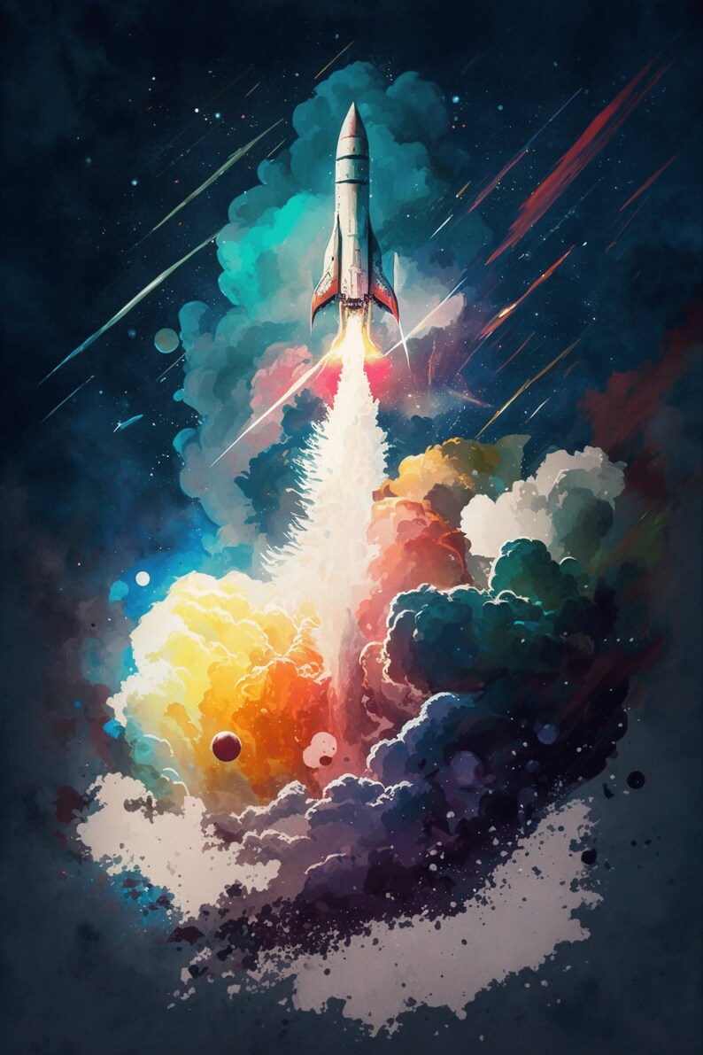 Digital Rocket Art Instant Download - Space Home Decor Wall Art Print ...