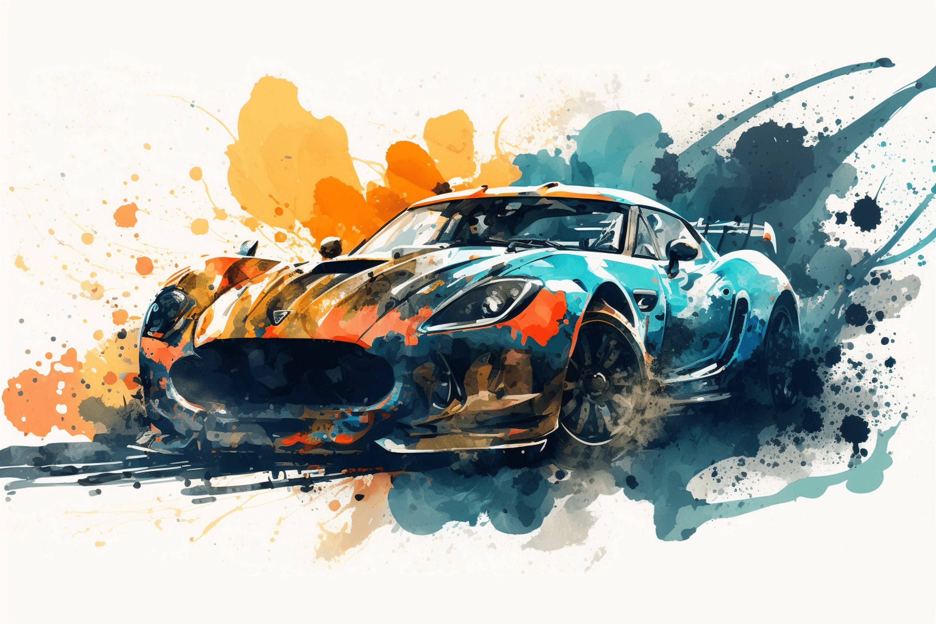 Watercolor Sports Car Art Print | Instant Download Digital Art - Etsy