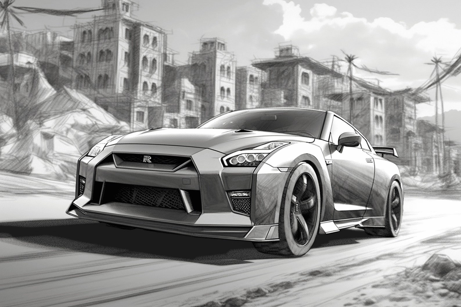 Pencil Sketch Nissan GTR Print Instant Download - Classic Wall Decor ...
