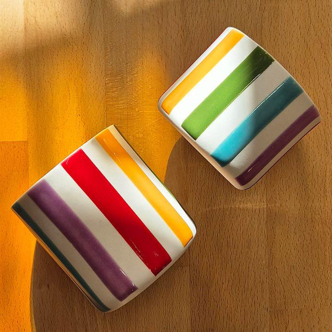 Rainbow Colored Design Cup Handmade Coffee Tea Lover Mug Artisan ...