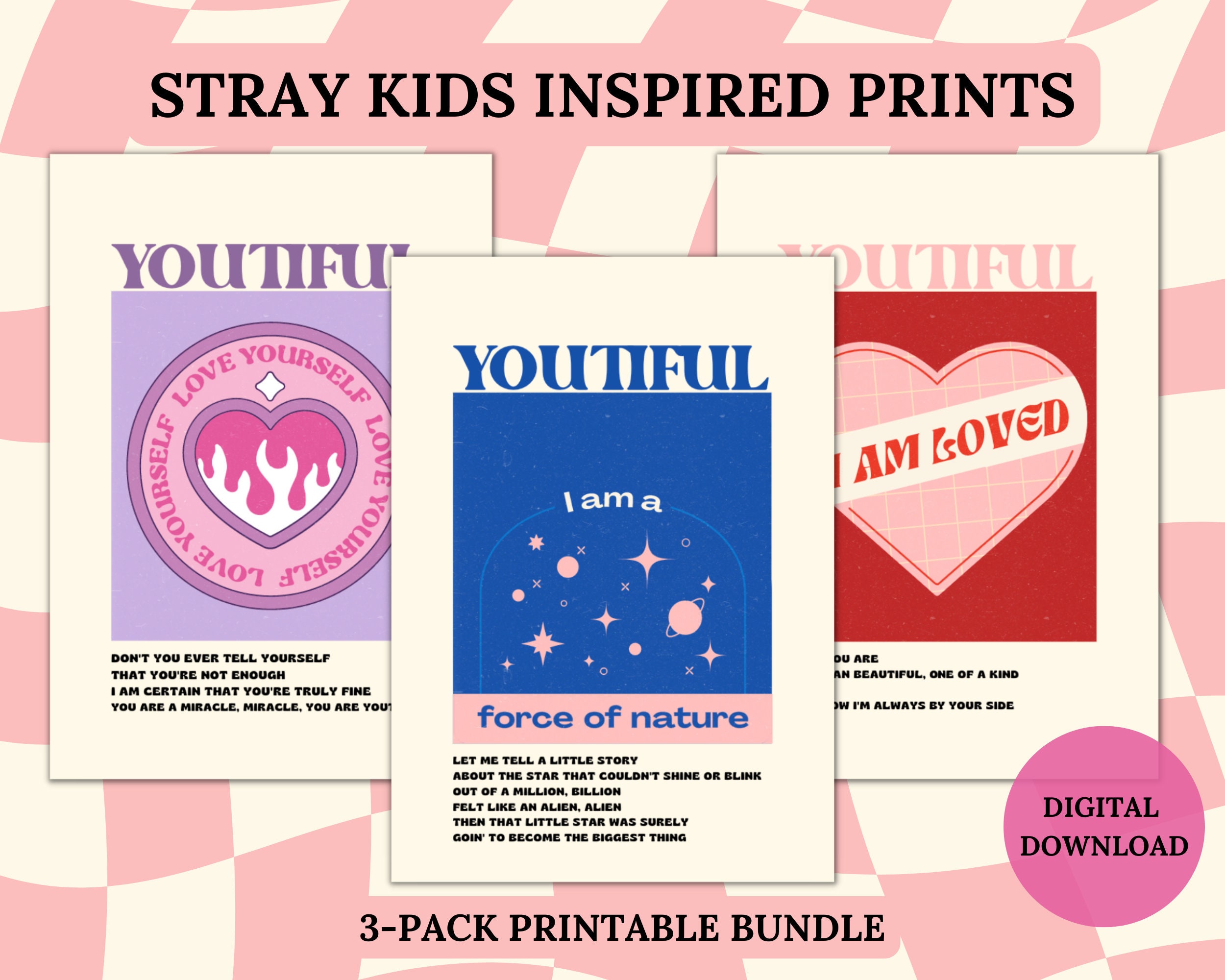 Stray Kids YOUTIFUL Set of 3 Digital Wall Print Kpop Art Poster - Etsy