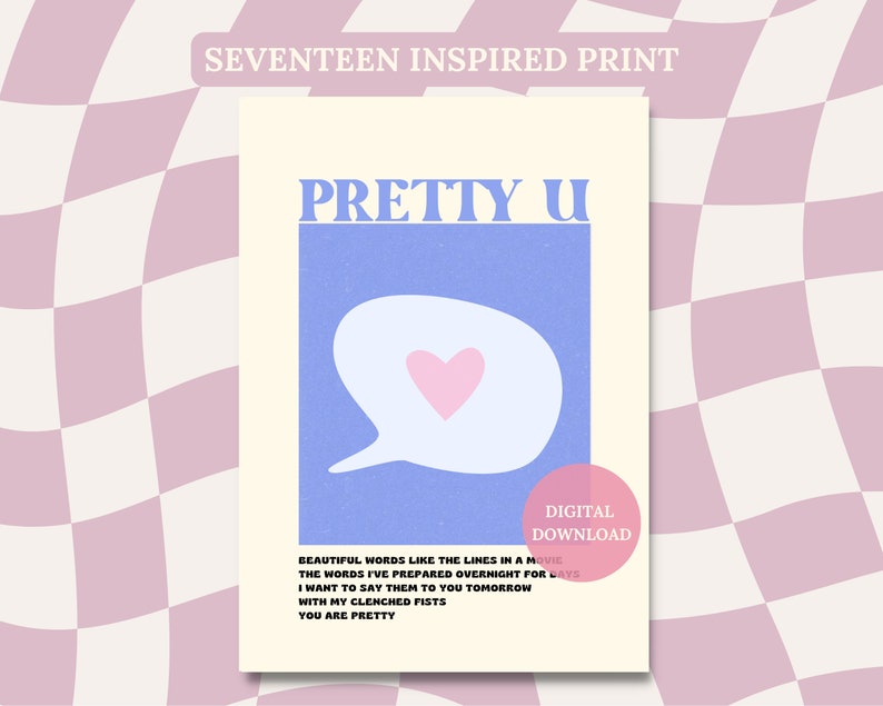 Seventeen PRETTY U - Digital Wall Print - Kpop Art Poster - Etsy