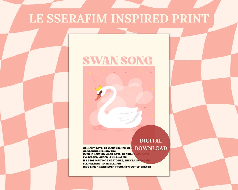 Le Sserafim SWAN SONG - Digital Wall Print - Kpop Art Poster - Etsy